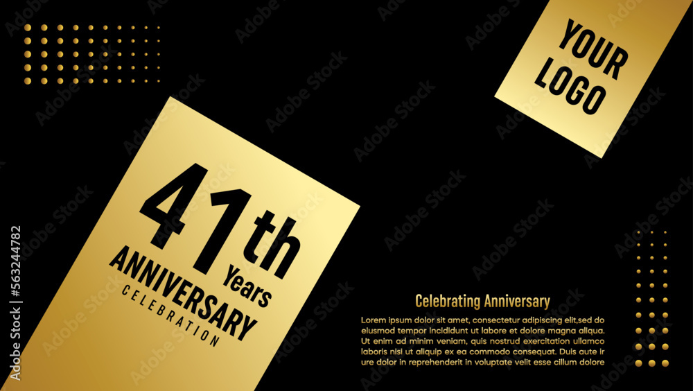 41th Anniversary Celebration template design with gold color for ...