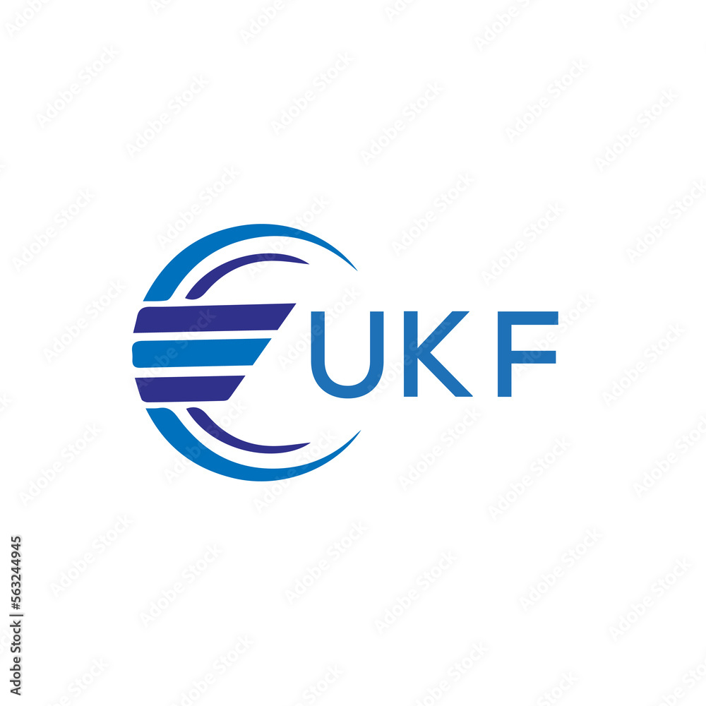 UKF letter logo. UKF blue image on white background. UKF vector logo design for entrepreneur and ...