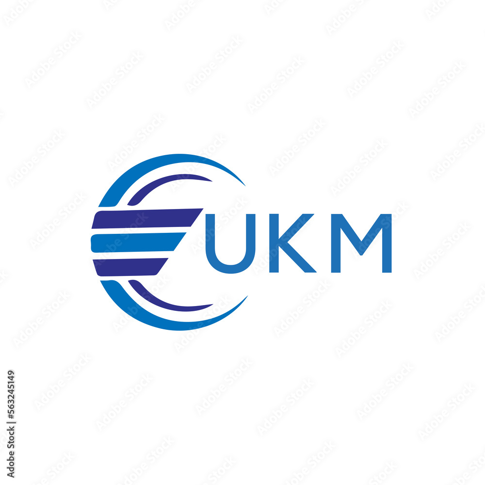 UKM letter logo. UKM blue image on white background. UKM vector logo design for entrepreneur and ...