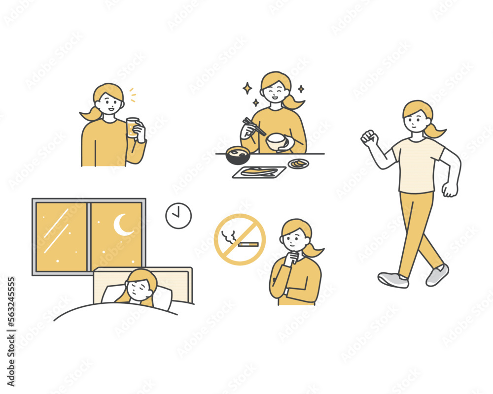 生活習慣を予防する習慣のイメージイラスト素材 Vector De Stock Adobe Stock