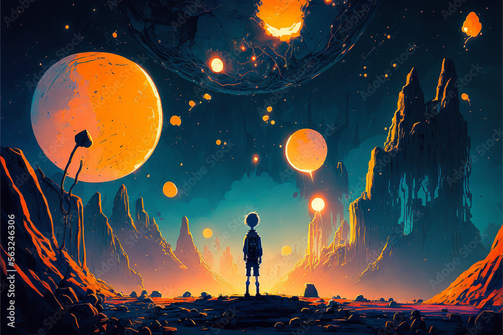 alien planet earth digital art style, illustration painting Stock ...