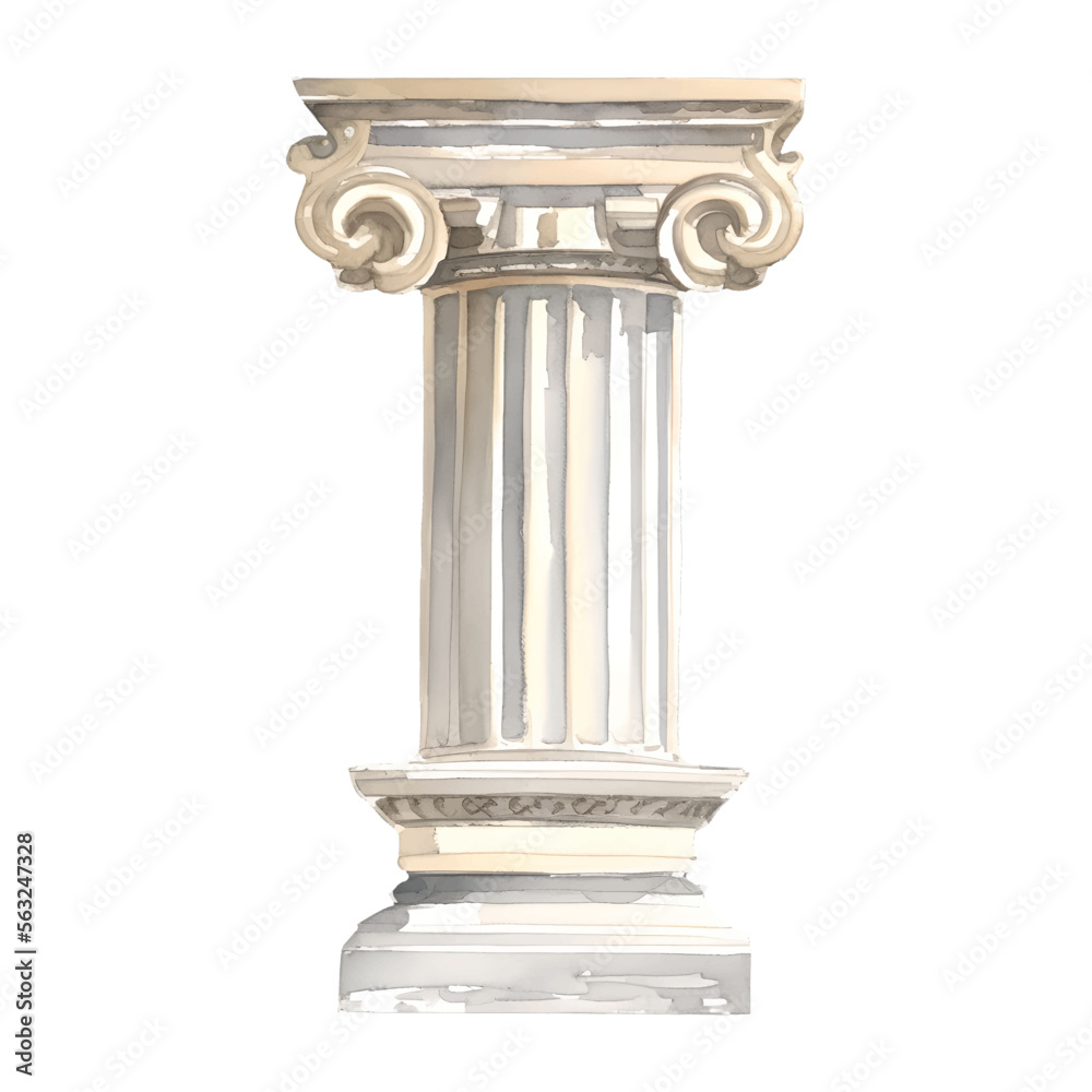 roman column digital drawing with watercolor style illustration Stock ...