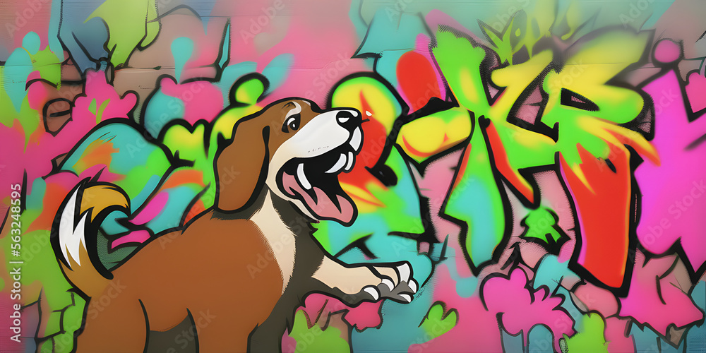 A cartoon graffiti drawing of a Beagle Stock Illustration | Adobe Stock
