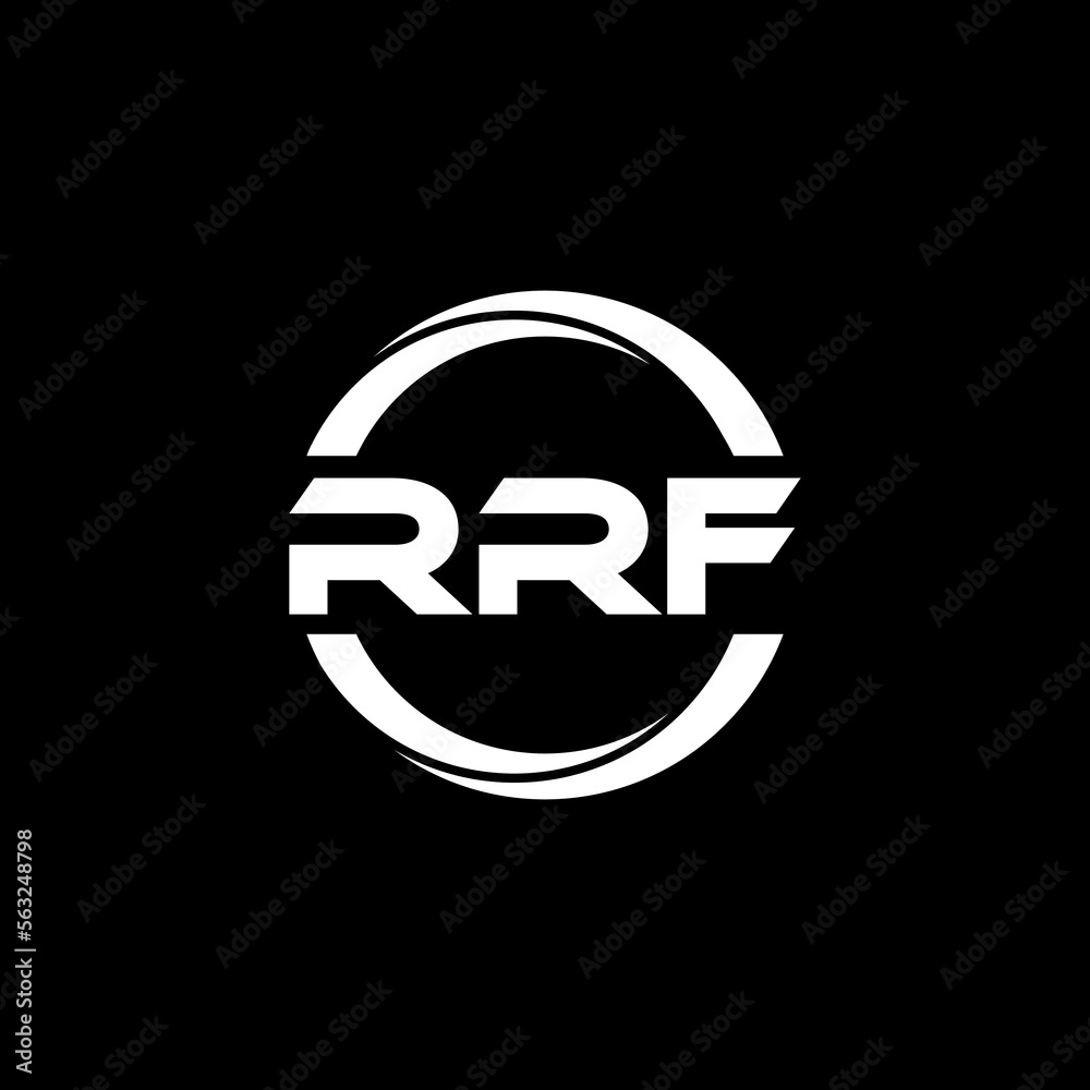RRF letter logo design with black background in illustrator, cube logo ...