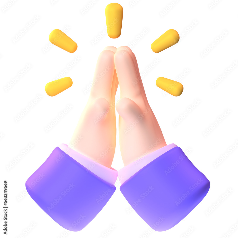 Folded Hands in 3D render for graphic asset web presentation or other ...