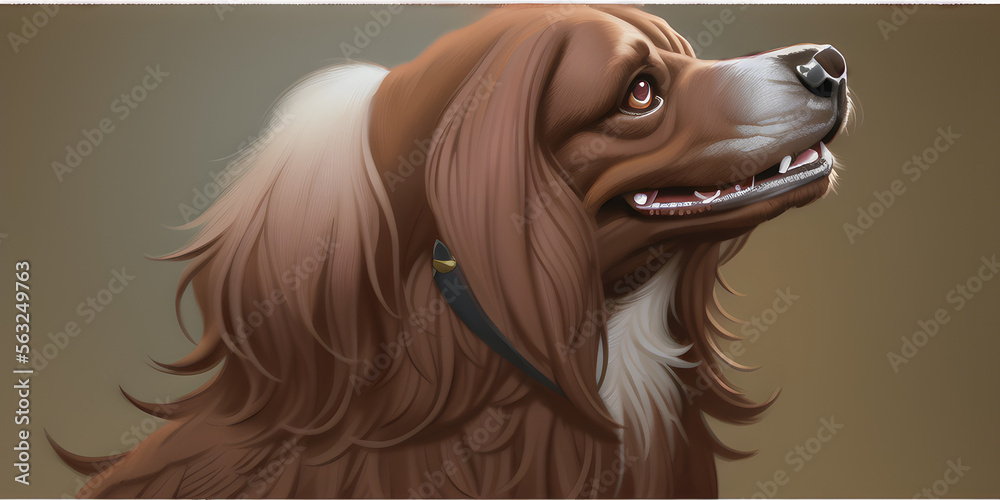 An epic cartoon illustration and digital painting of a Cocker Spaniel ...