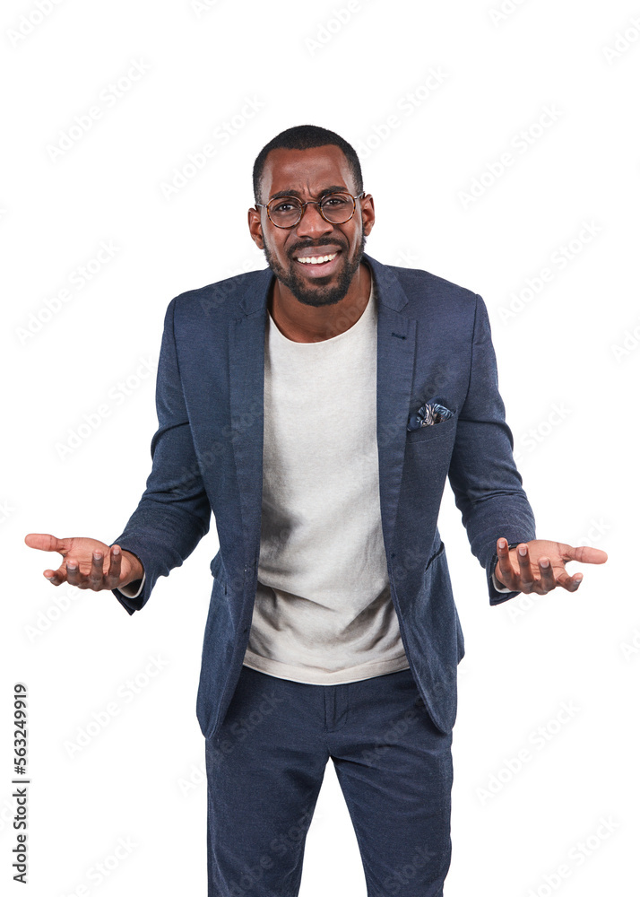 Confused, business man portrait and shrug of a professional employee in ...