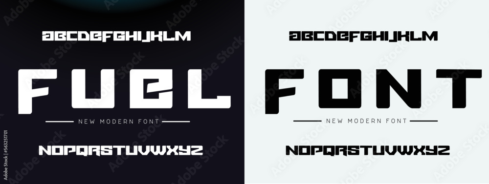 FUEL Sports minimal tech font letter set. Luxury vector typeface for ...