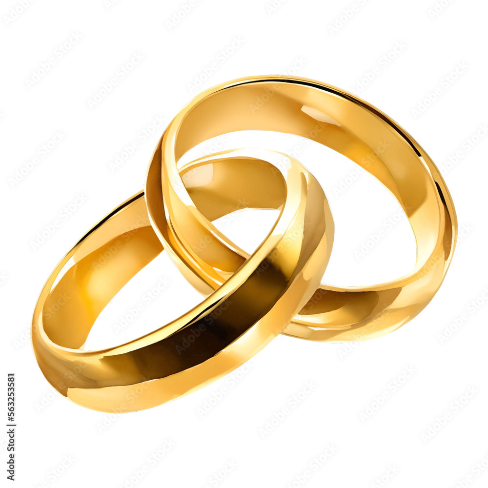 golden rings digital drawing with watercolor style illustration Stock ...