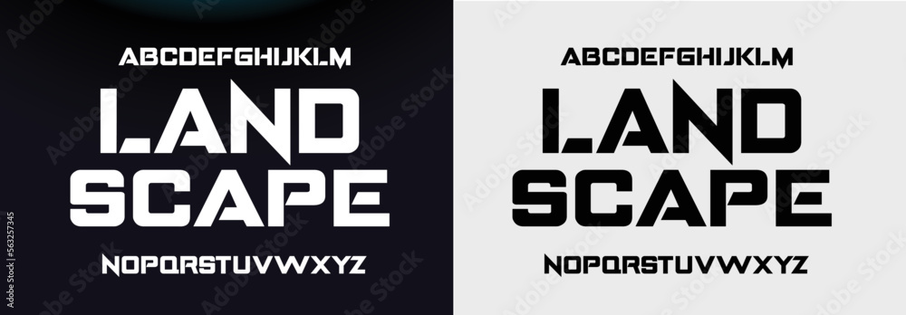 LAND SCAPE Sports minimal tech font letter set. Luxury vector typeface ...