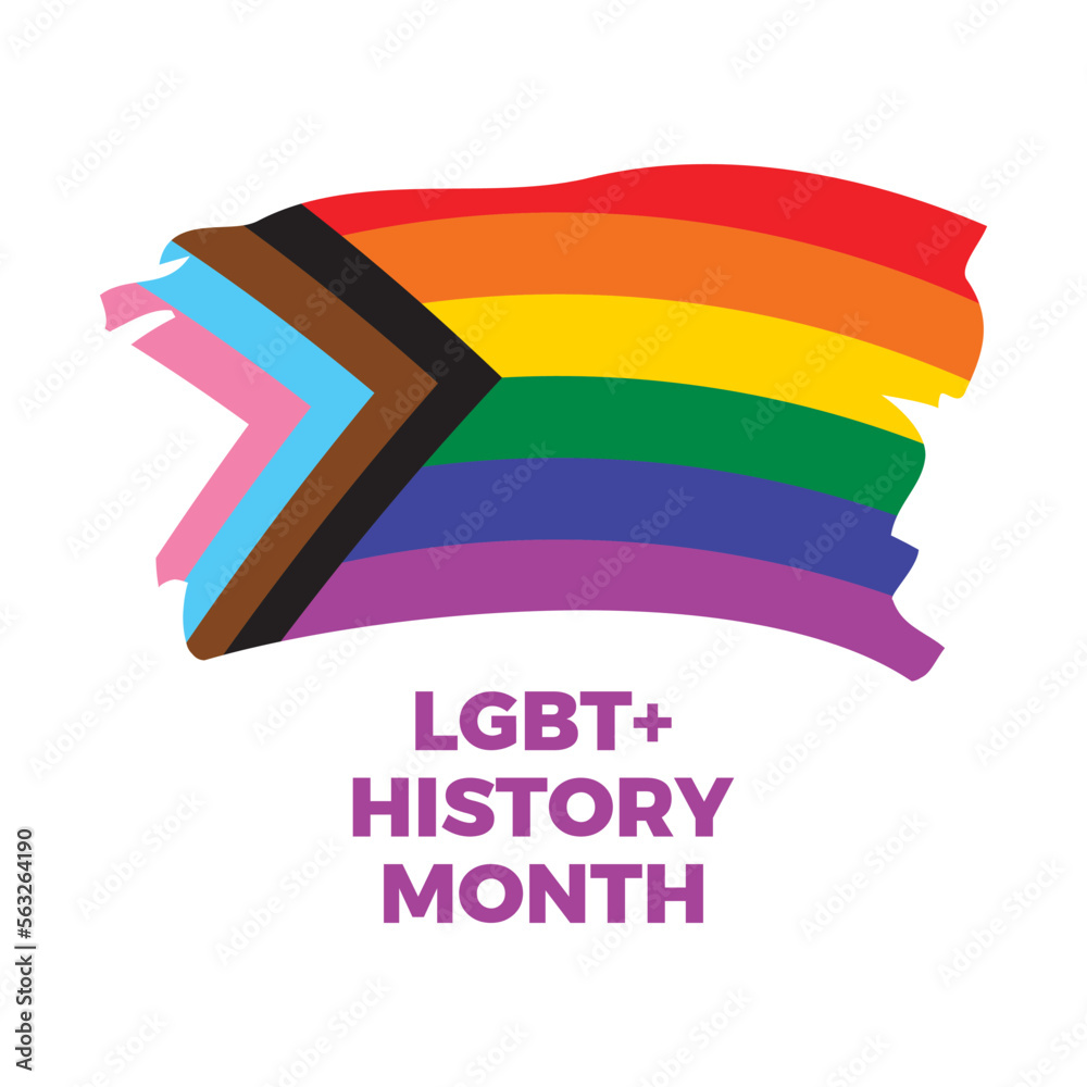 LGBT+ History Month vector. Grunge progress LGBTQIA pride flag icon ...