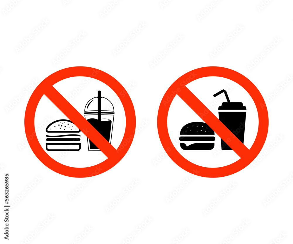 No eating sign. No fast food sign. No food and No drink allowed symbol ...
