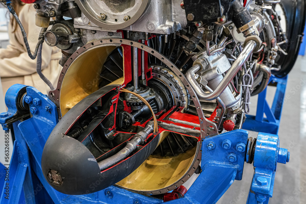 Older Russian helicopter from 80s era motor turboshaft or engine cut ...