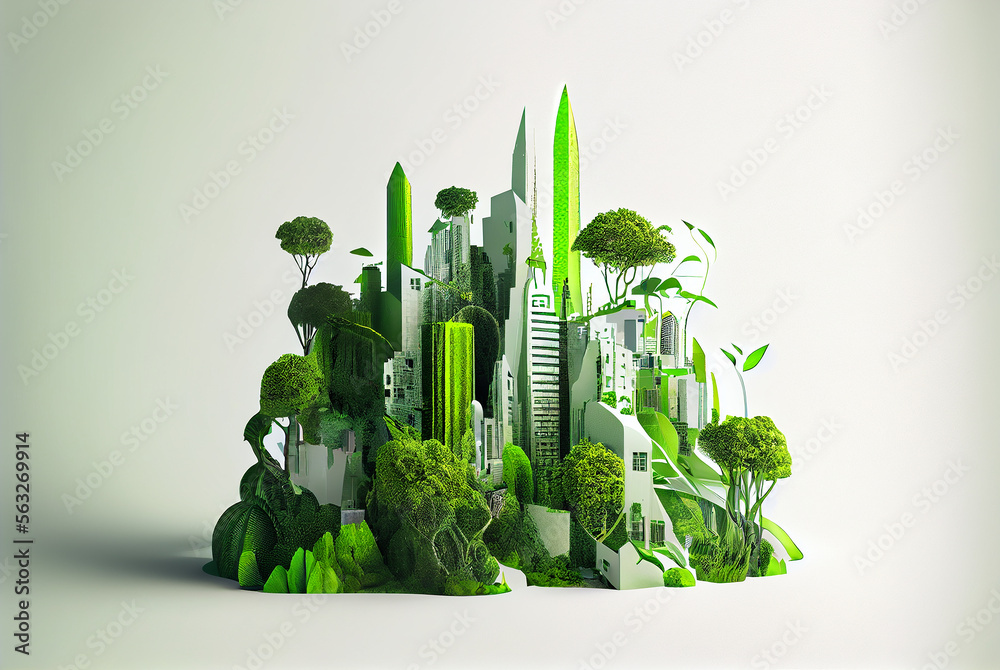 Drawn green city layout. Generative AI. Stock Illustration | Adobe Stock
