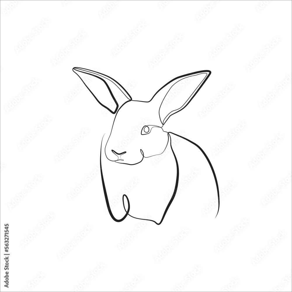 Continuous line drawing of a rabbit. bunny concept in one line. artwork ...