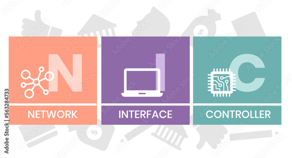 NIC - Network Interface Controller acronym. business concept background ...