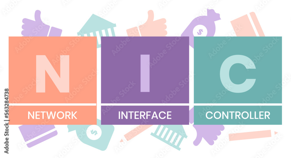 NIC - Network Interface Controller acronym. business concept background ...