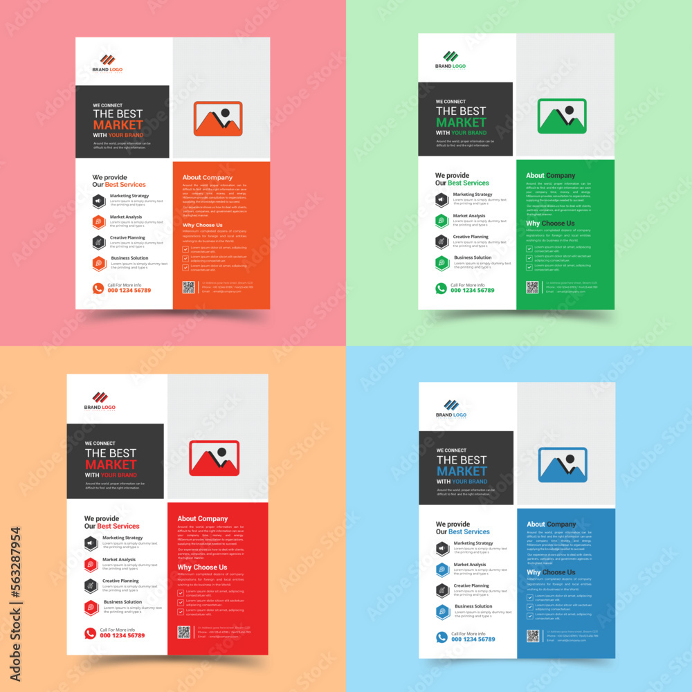 This flyer design is a bundle of 4 colors templates of a4 flyer Size ... This flyer design is a bundle of 4 colors templates of a4 flyer Size ...
