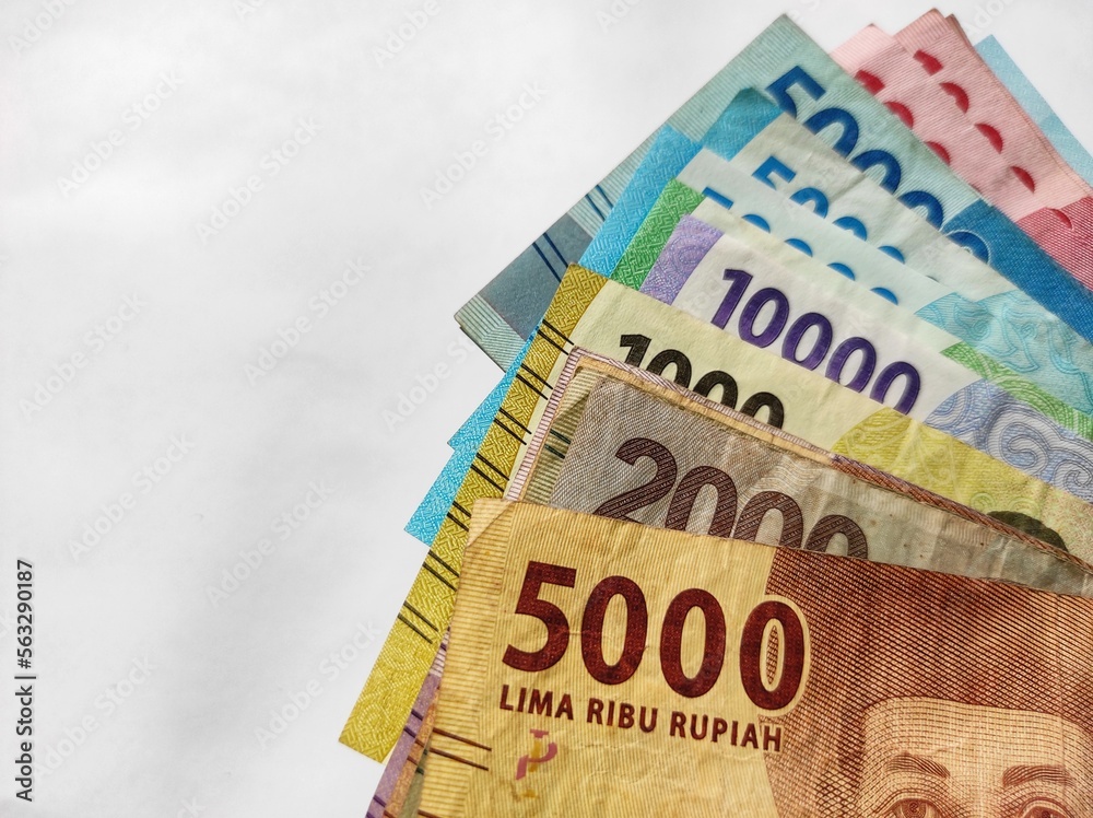 Indonesian Rupiah. Collection of Indonesian rupiah banknotes isolated ...
