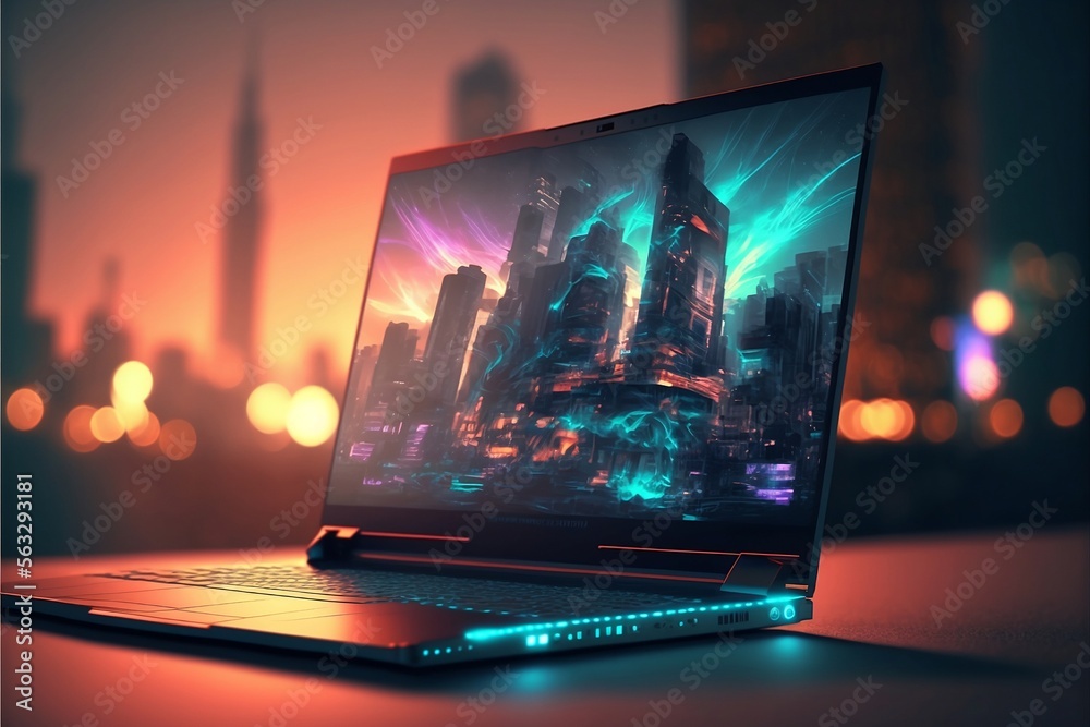 Abstract Electronic laptop Background, Technology cyberpunk background ...