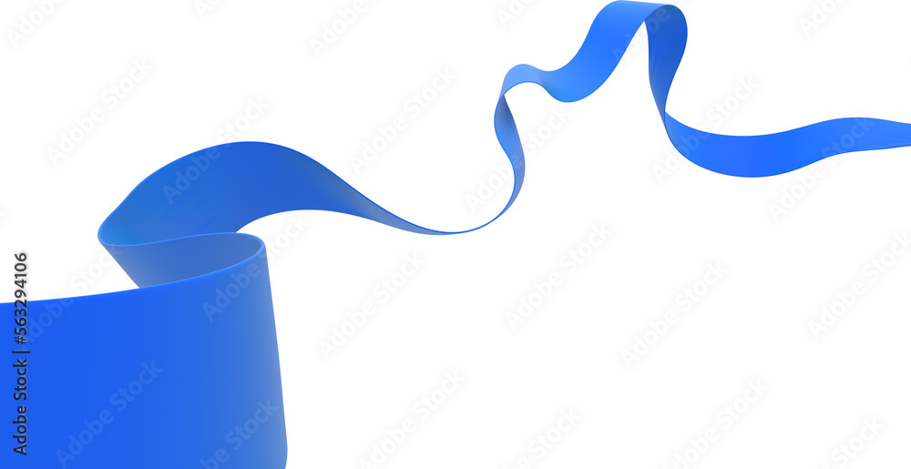 Blue ribbon isolated on transparent background. 3d render Stock ...