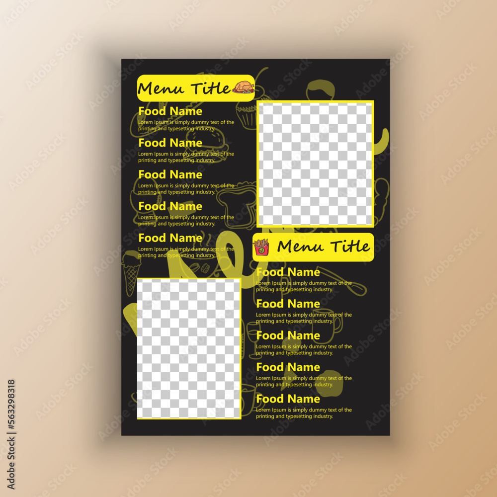 Restaurant menu design. Vector brochure template for cafe, coffee house ...