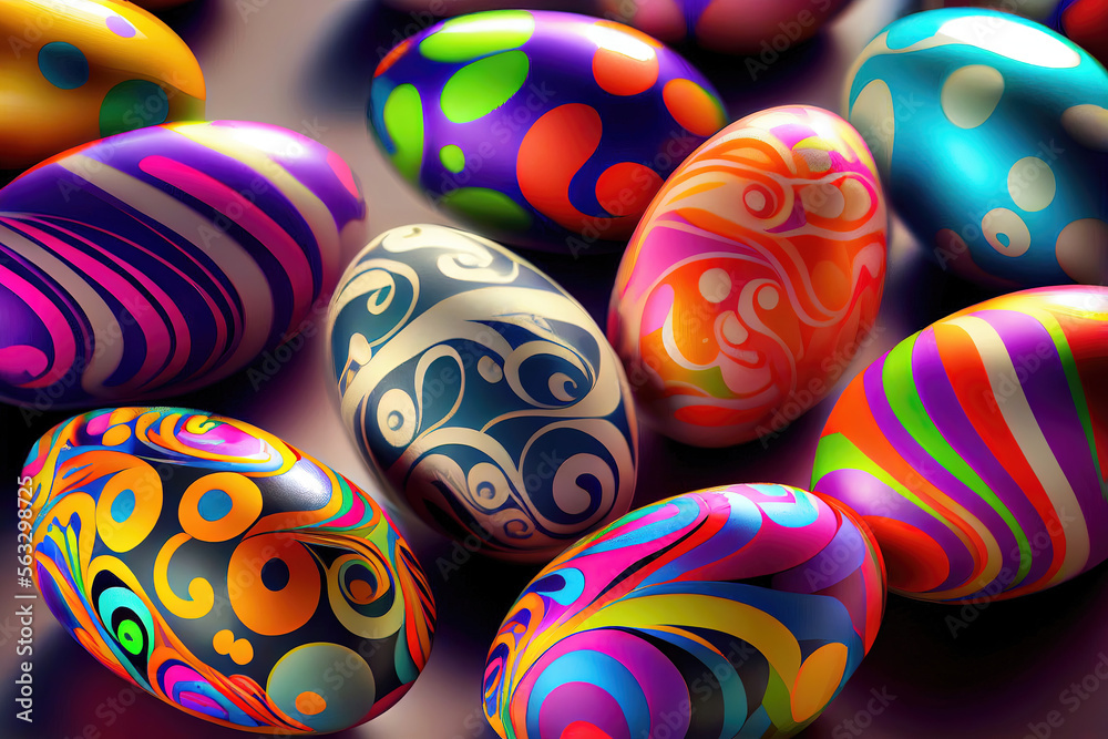 Close-up of colorful abstract easter eggs as easter background ...