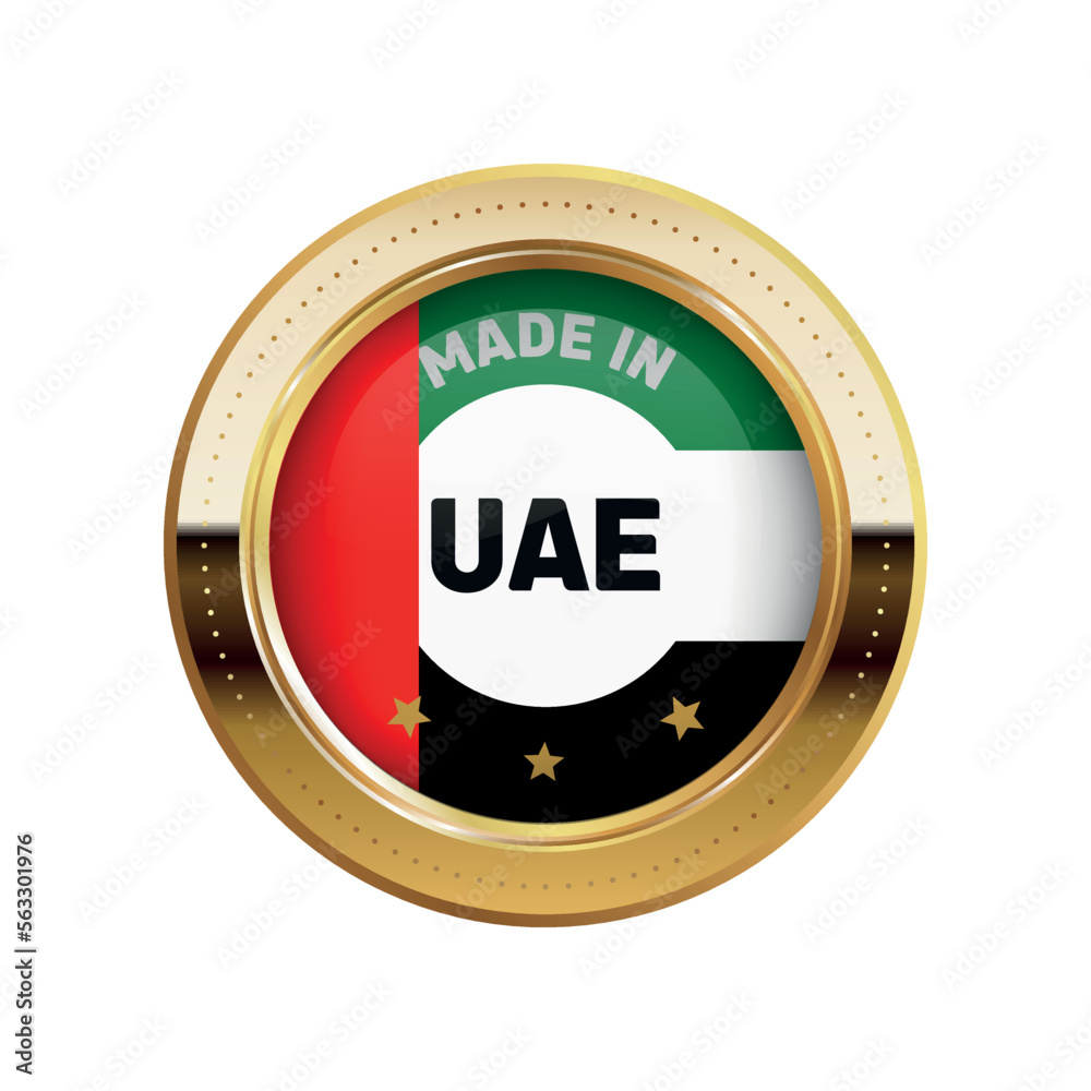 vector gold sticker made in UAE Stock Vector | Adobe Stock
