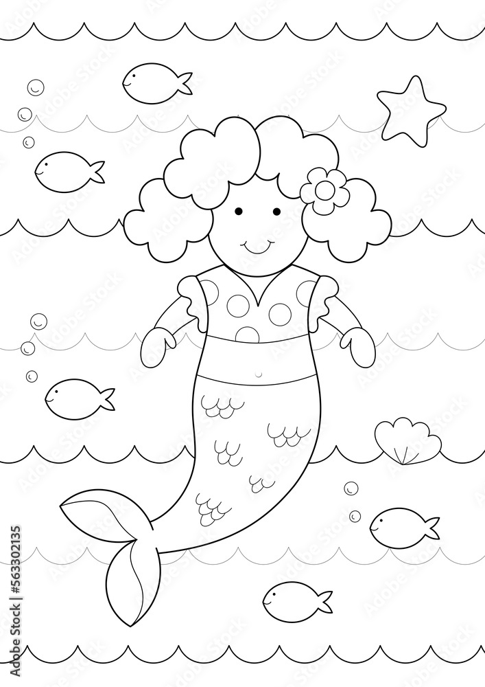 cute easy mermaid coloring sheet. you can print it on a4 size paper ...