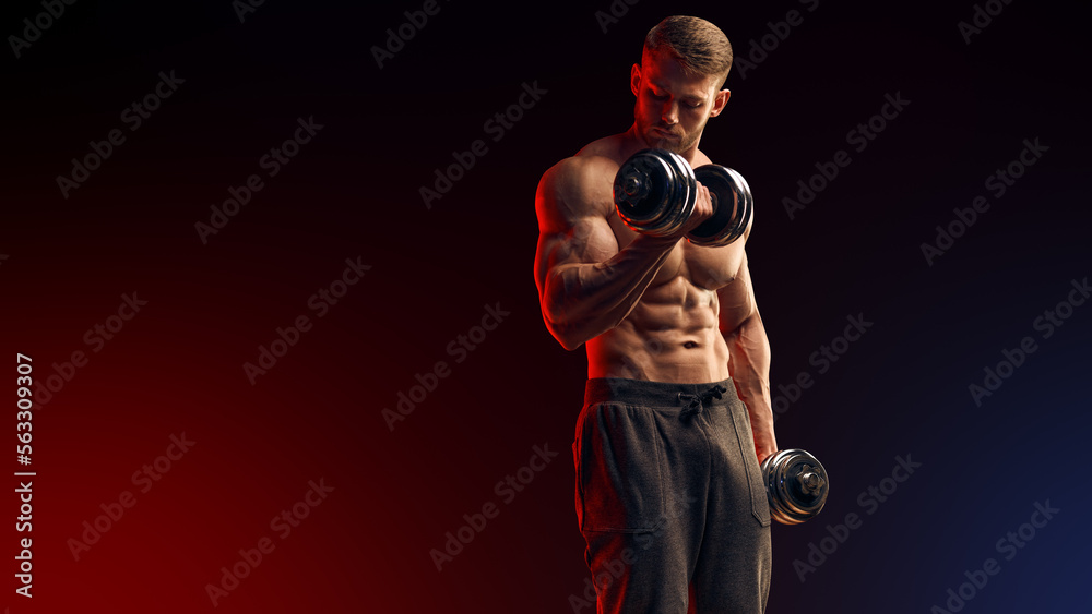 Power male athlete training bicep muscles. Dumbbell Biceps Curl Arm ...