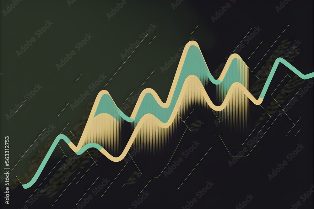 Minimalistic blue and yellow pastel line chart trends. Charts. Graphs ...