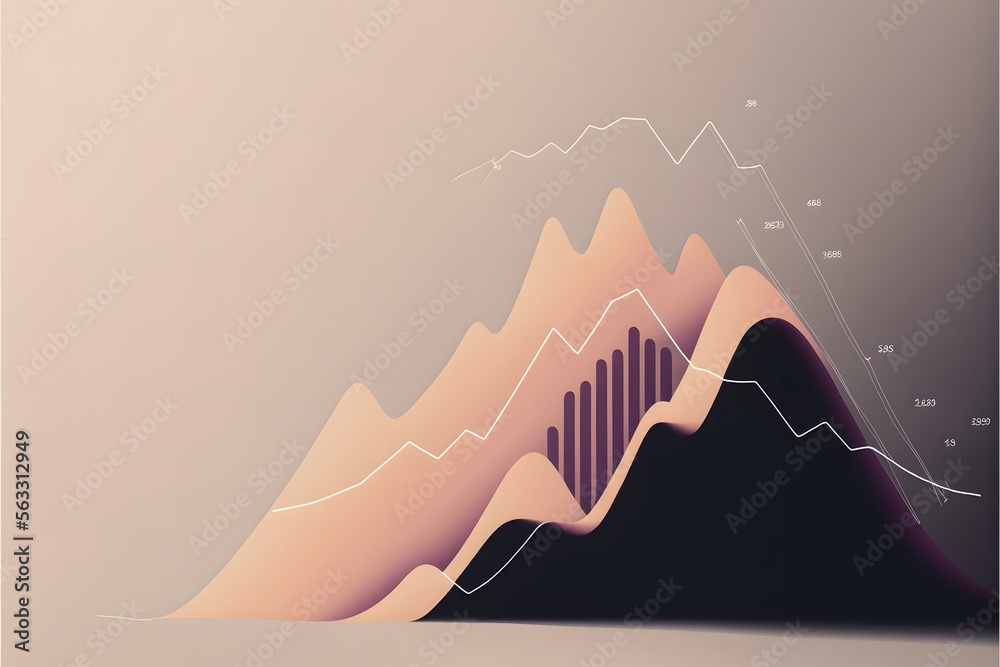 Pastel color 3D contoured chart. Purple and Orange. Graphs. Business ...