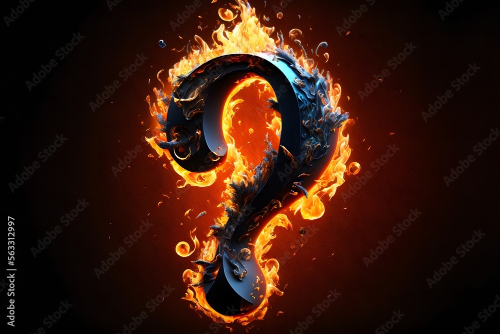 Question Mark Symbol - Black metal burning in fire Stock Illustration ...
