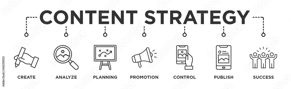 Content strategy banner web icon vector illustration concept with icon ...