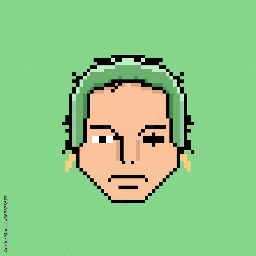Pixel art Roronoa Zoro one piece anime, strawhat pirates Illustration ...