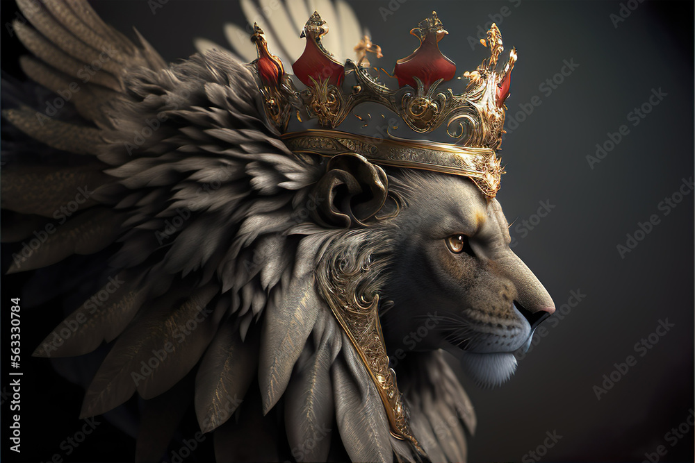 Winged Lion King, Mythical Creature Stock Illustration | Adobe Stock