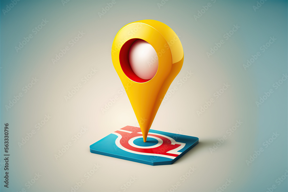 Location pin sign icon and gps navigation map road direction background ...