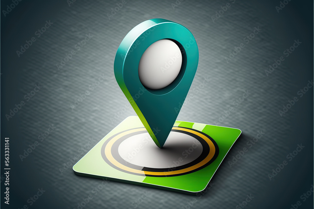 Location pin sign icon and gps navigation map road direction background ...