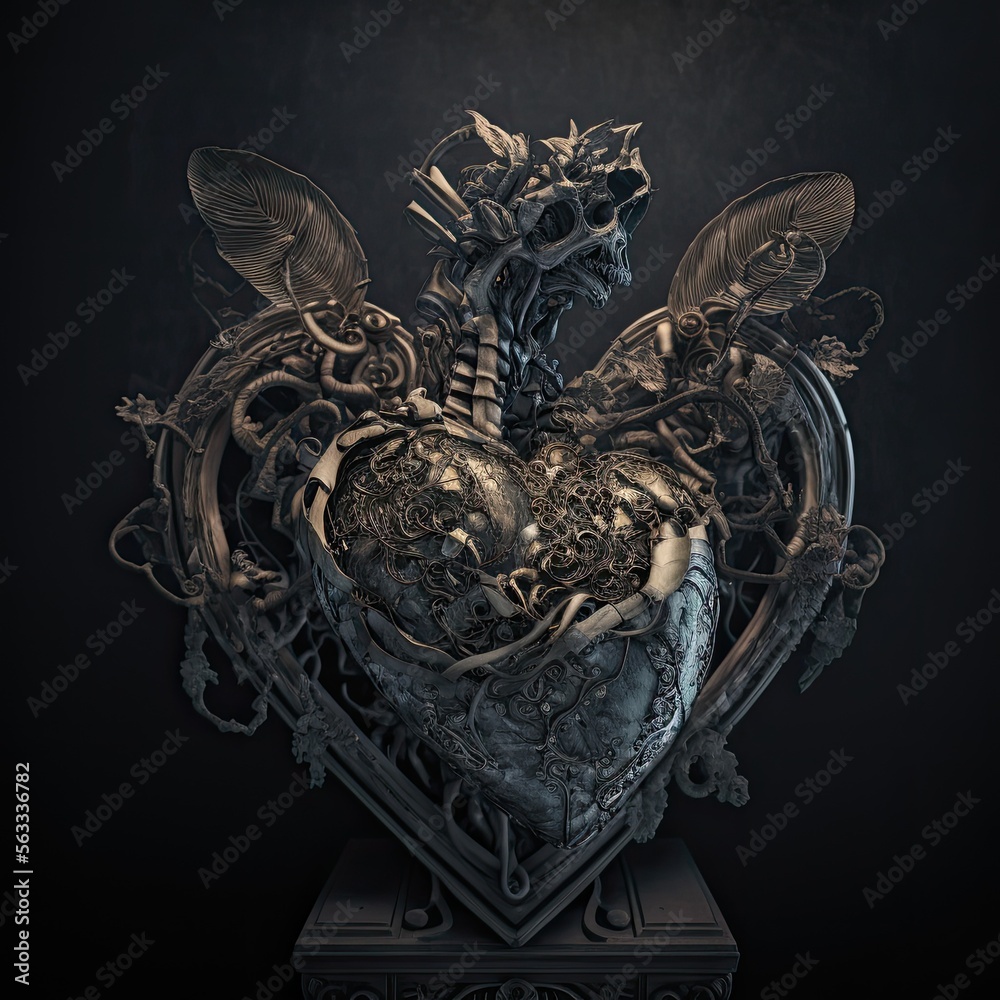 Gothic Valentine heart, anatomic human heart. Spooky home decor, metal ...