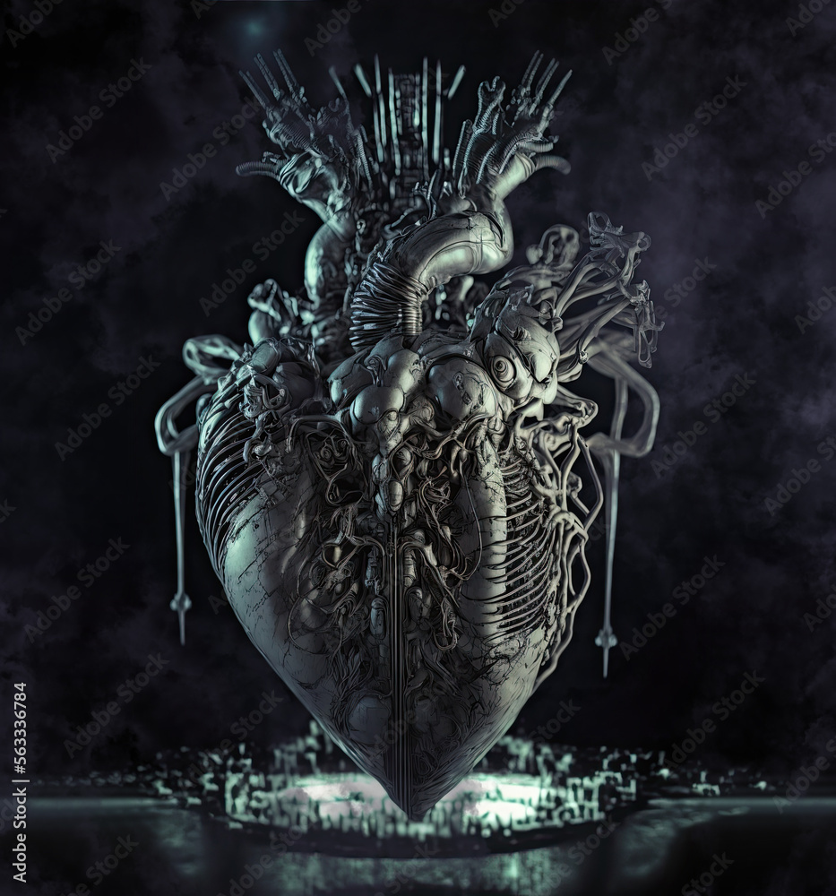 Gothic Valentine heart, anatomic human heart. Spooky home decor, metal ...