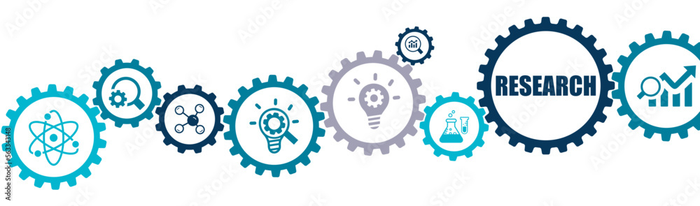 research banner vector illustration concept with the icons of ...