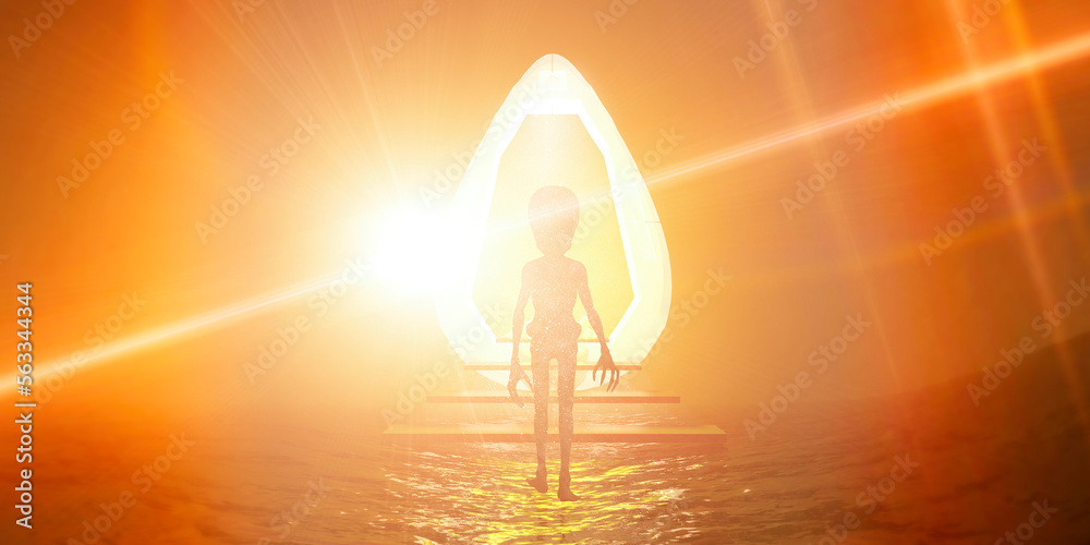 Portal with other worlds, alien spaceship. Door to other dimensions ...