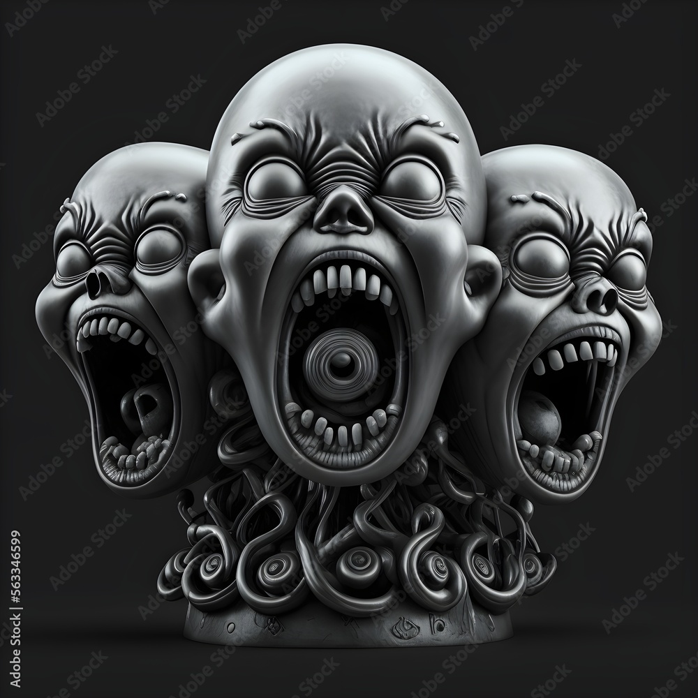 screaming baby heads by Zdzisaw Beksiski and HR Giger biomechanical ...