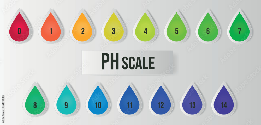 pH value scale chart for acid-alkaline solution. Acid-base balance infographic isolated on white ...