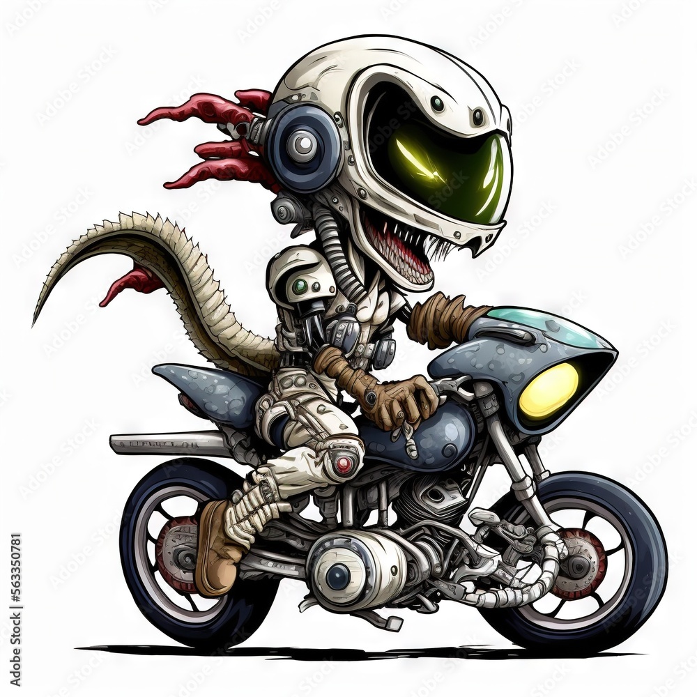 Ilustração do Stock: a cartoon character riding a motorcycle with a ...