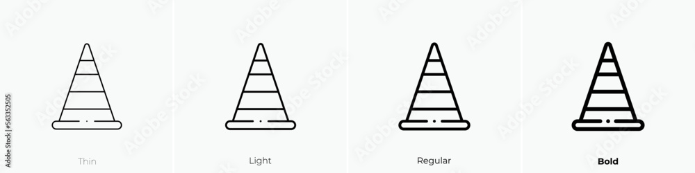 cone icon. Thin, Light Regular And Bold style design isolated on white ...