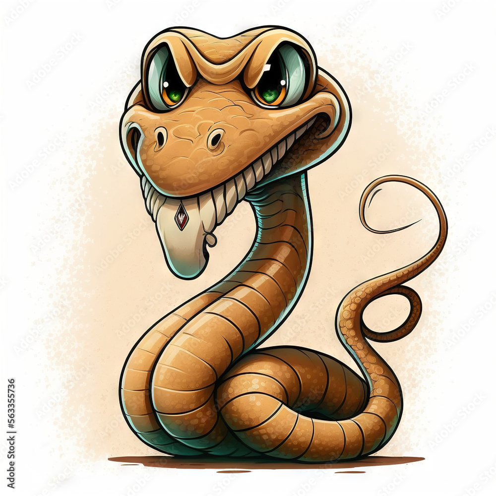 a cartoon snake with a big smile on its face and a tail, with a tail ...