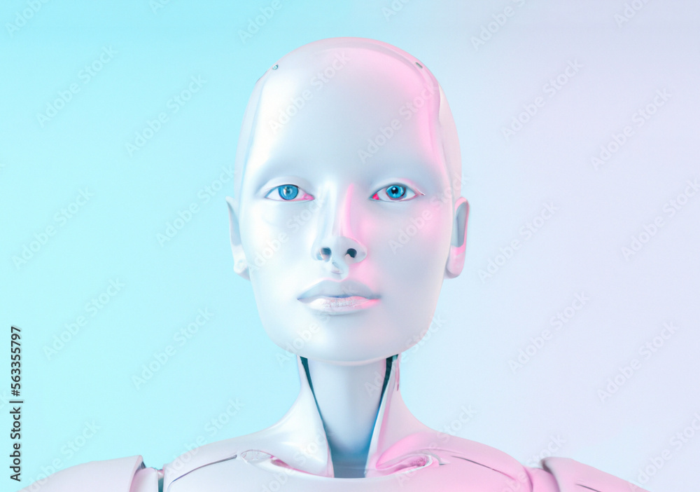 3d rendered Ai, artificial intelligence, pretty female robot, cyborg ...