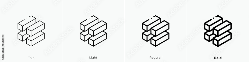cuboid icon. Thin, Light Regular And Bold style design isolated on ...