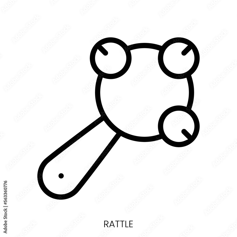 rattle icon. Line Art Style Design Isolated On White Background Stock ...